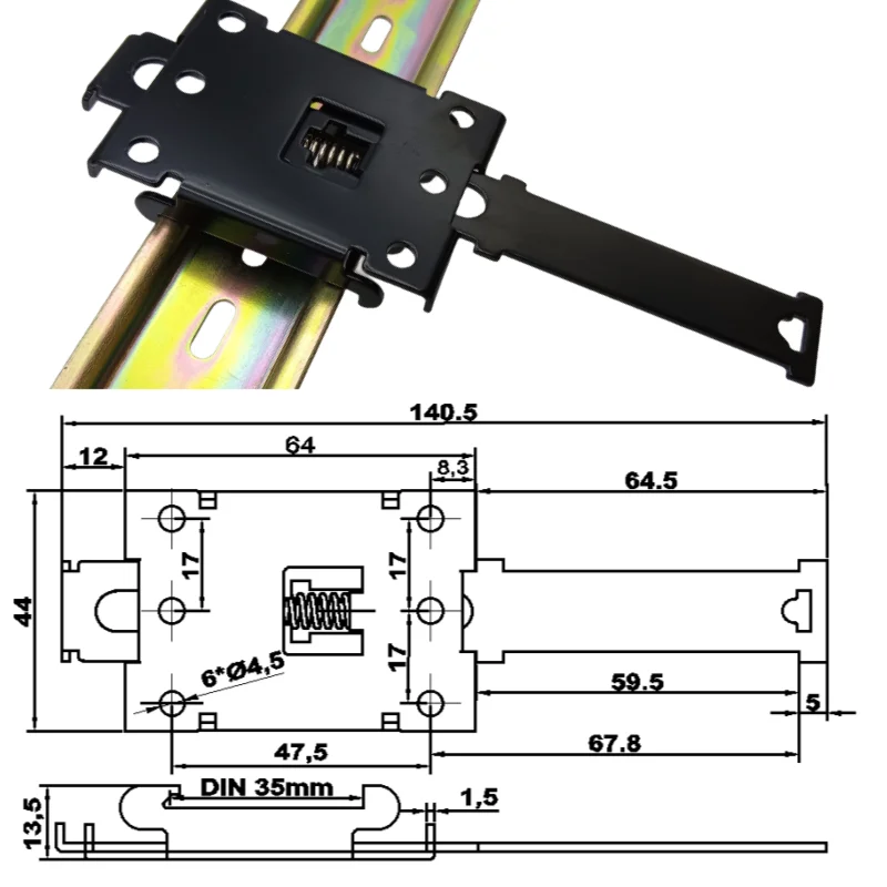 Dinrail Clip 35mm - Standard Mounting Bracket for C35C45 Rail