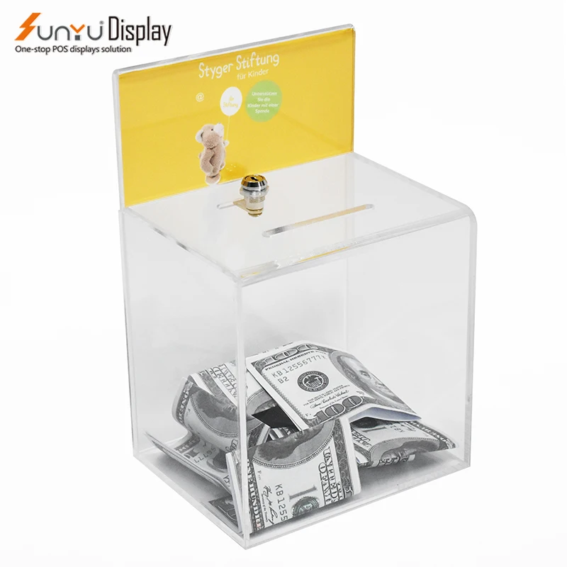 Custom Made Acrylic Ballot Suggestion Charity Box - Clear & Durable