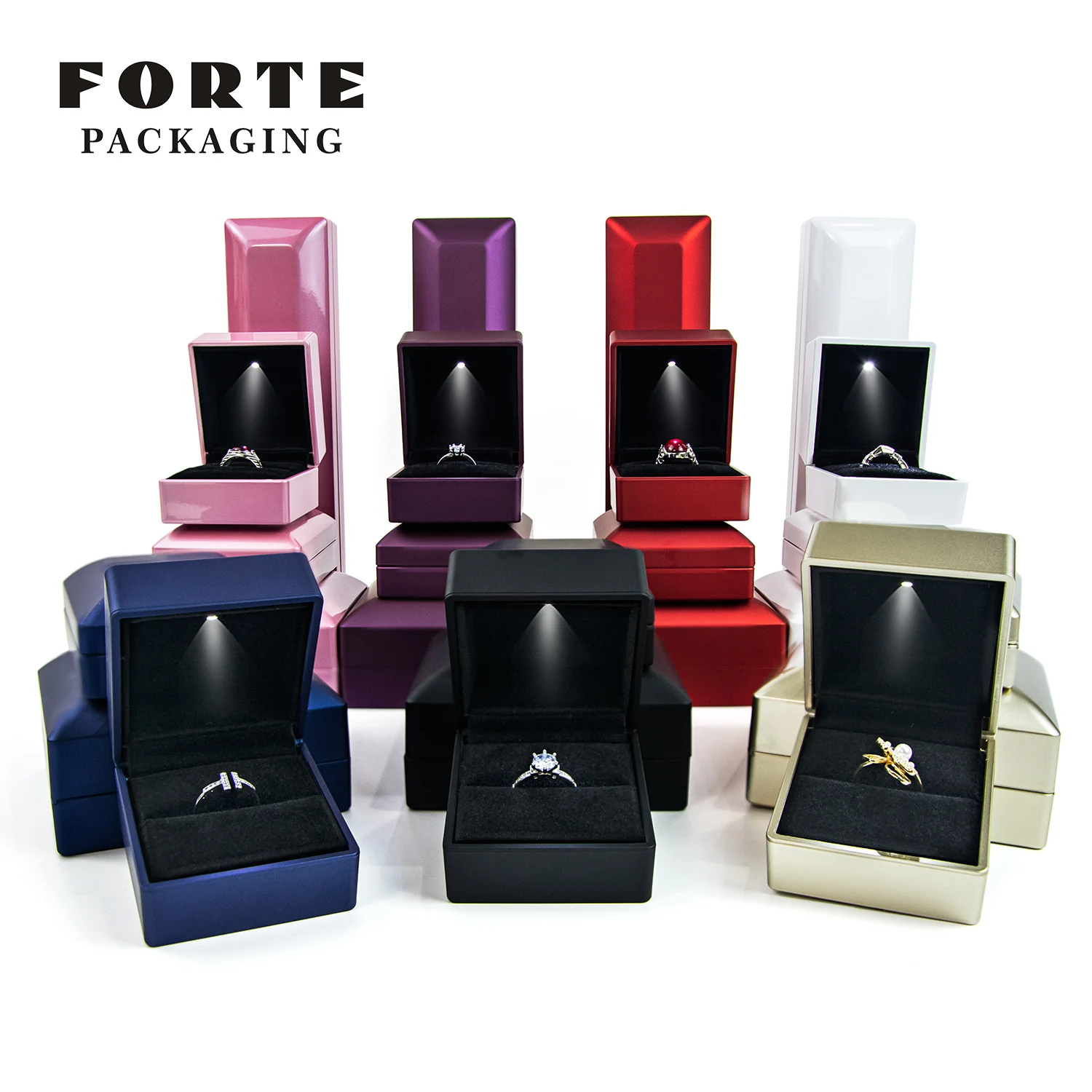 FORTE Custom Logo Jewelry Boxes with LED Lighting