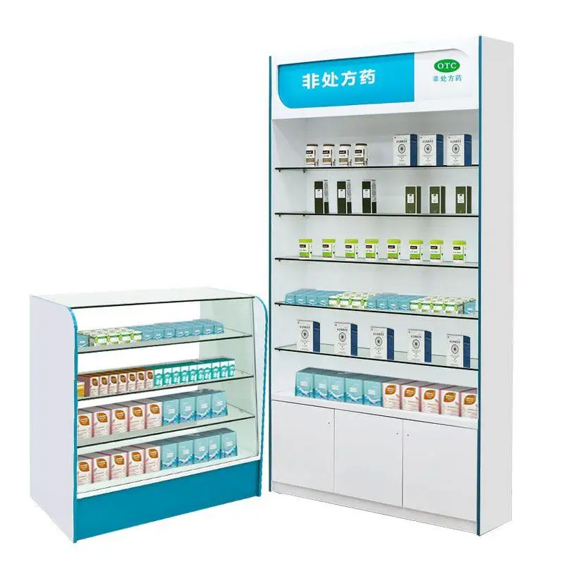 Medicine Pharmacy Glass Display Shelves - Organized & Stylish