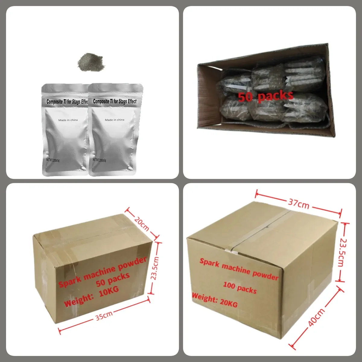 Msds Certification 200g/bags Titanium Metal Powder For Cold Spark Fountain Fireworks Spark ...