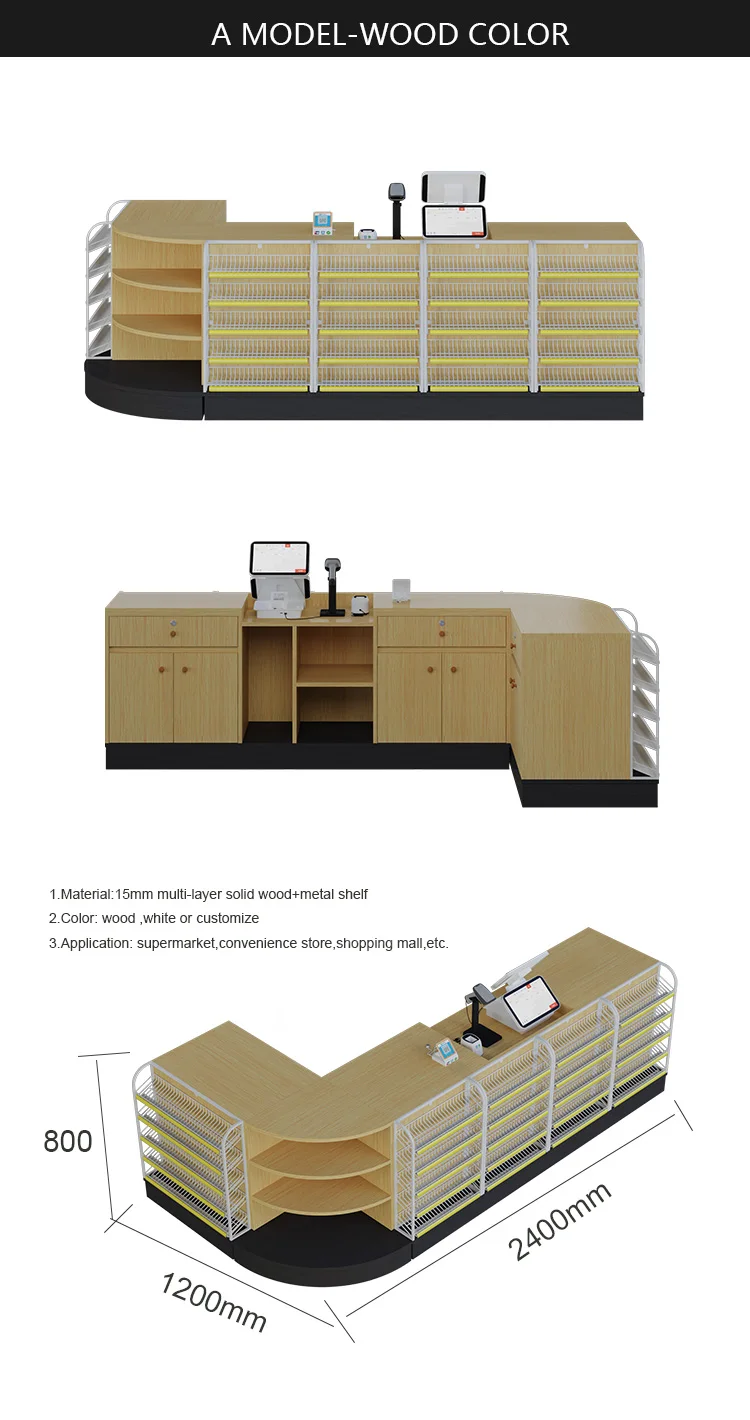 Customized Supermarket Cashier Cash Desk Checkout Counter Grocery ...