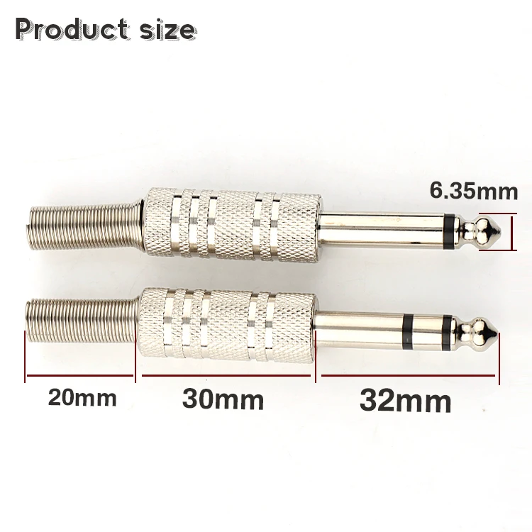 6.35mm Male Stereo Plug - Dual Channel Audio Connector