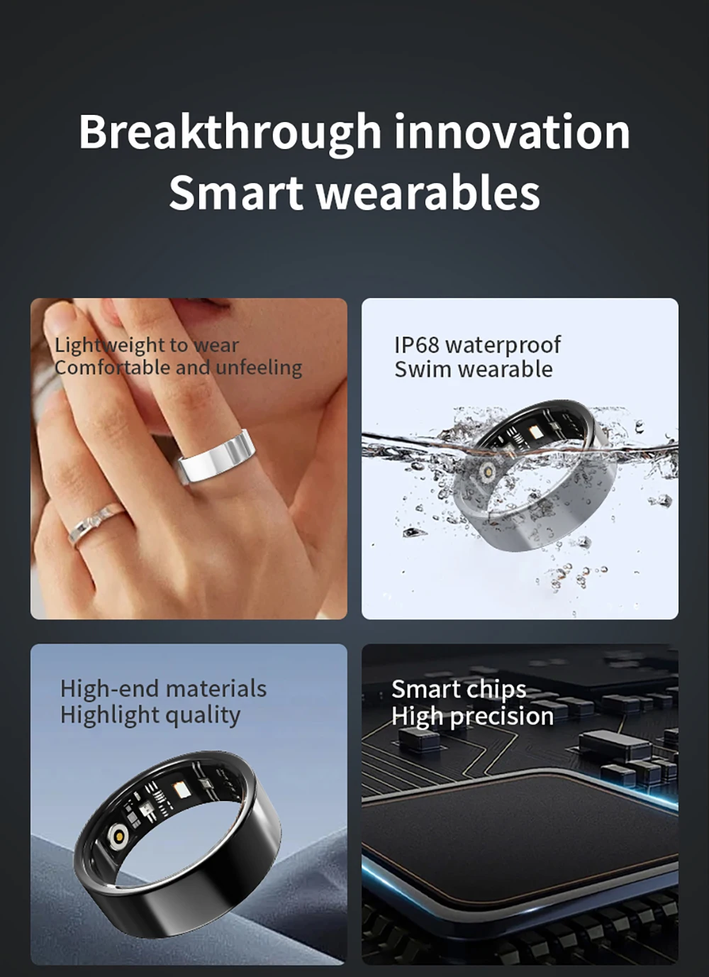2025 V1 Waterproof AI Smart Ring Health Tracker Heart Rate Blood ...