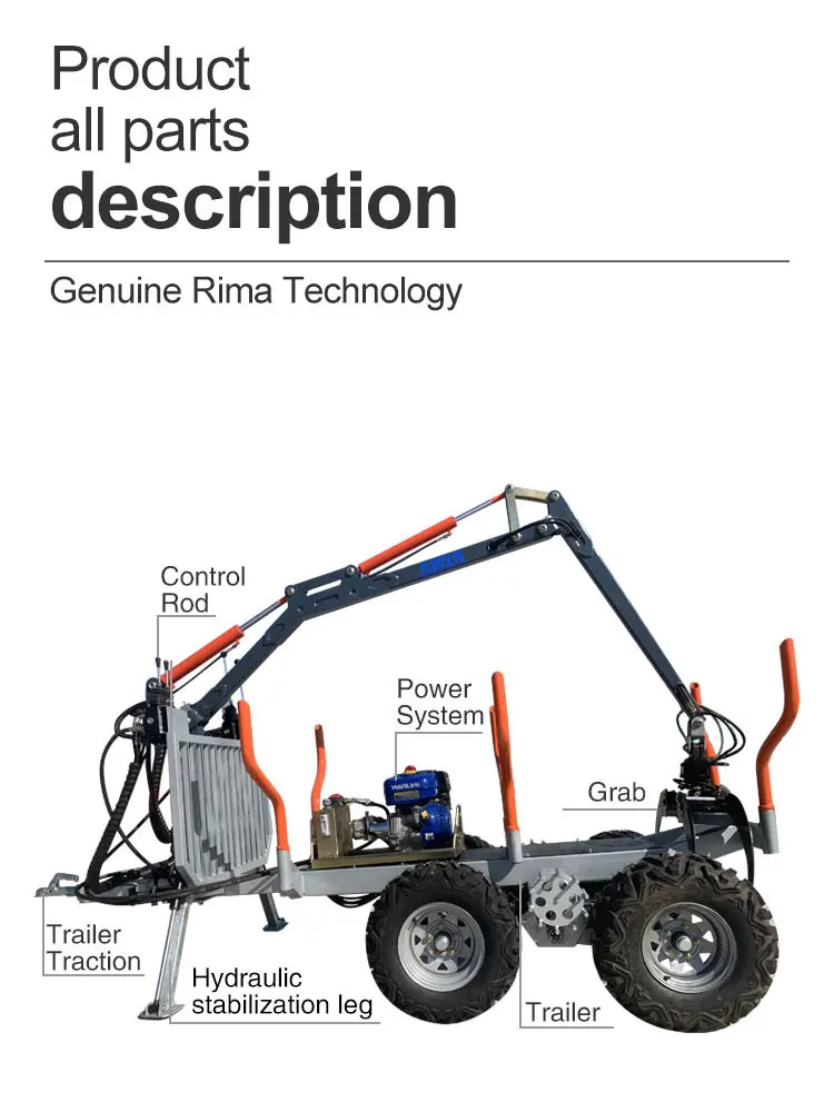 RIMA 4wd Log Trailer - Efficient Forestry Log Collector