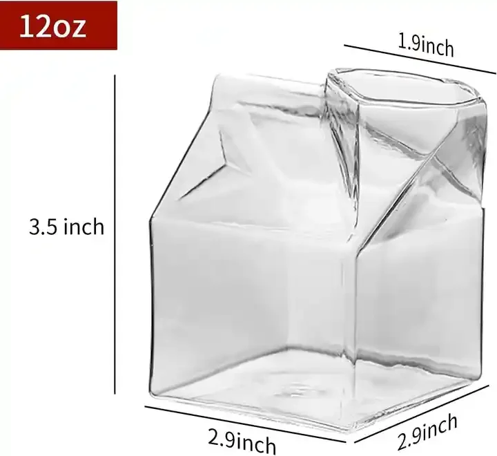 Wholesales Borosilicate Milk Box Carton Glass Cup Juice Glass Milk ...