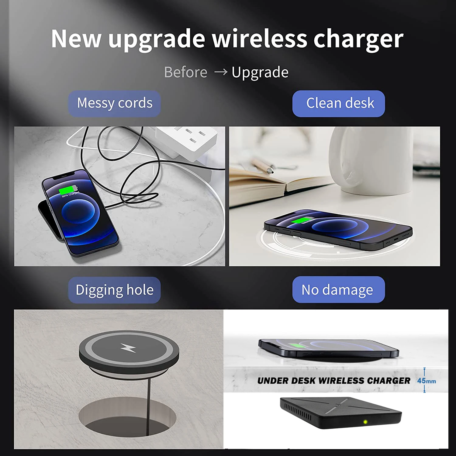 Innovative Trending 20-50mm Wireless Charger Furniture Invisible Under ...