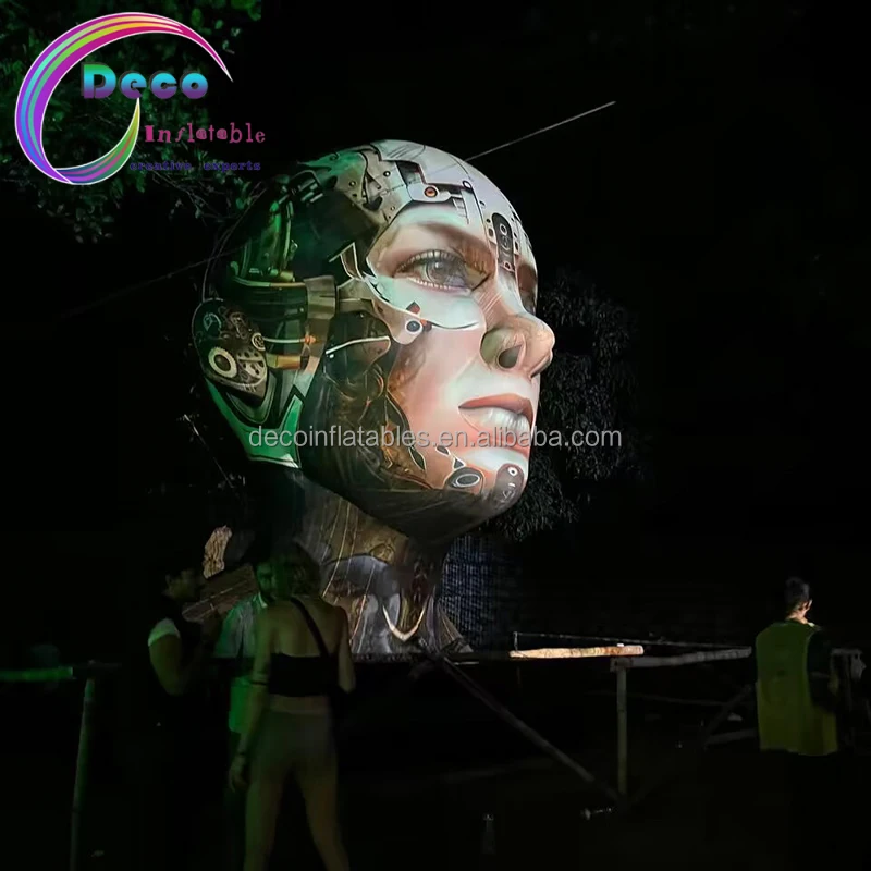 Giant Inflatable Party Decoration Inflatable Robot Head With Led Light ...