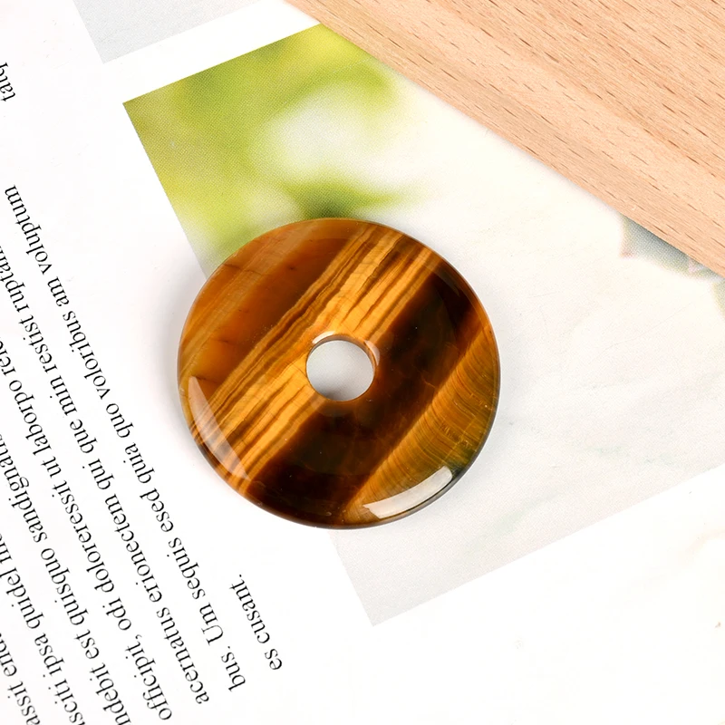 40mm Healing Agate Jade Crystal Donut Pendant - Natural Stone Medallion ...