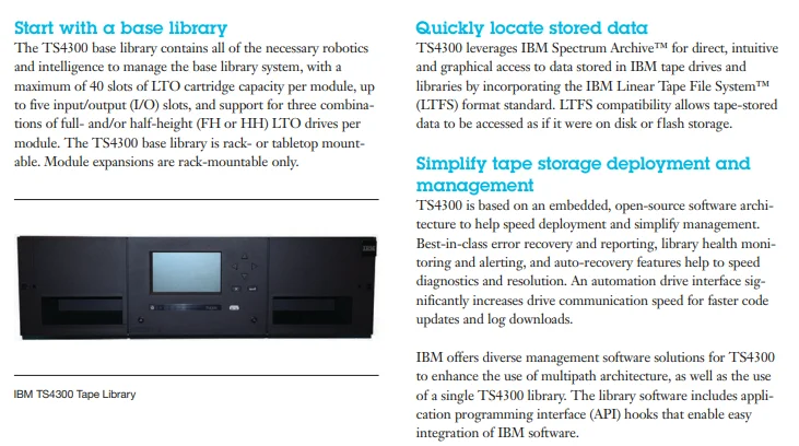 Ibm Ts4300 3u Tape Library Expansion Unit Stock Available