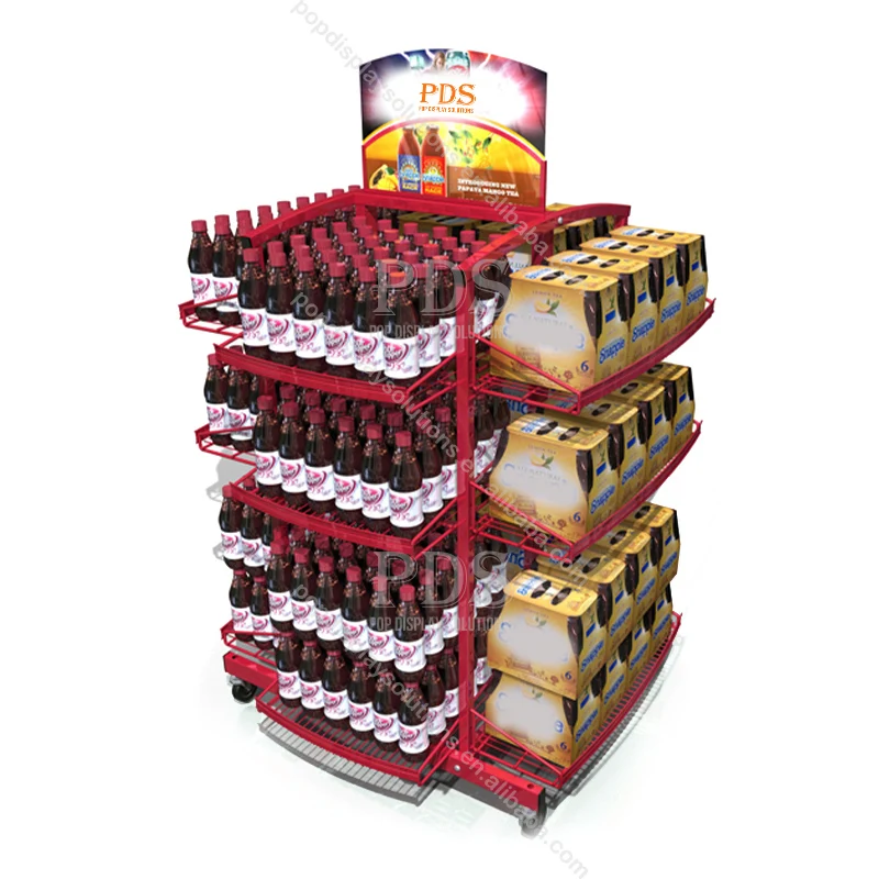 Wine Bottle Display Stand Floor Metal Display Rack Stand Beverage ...