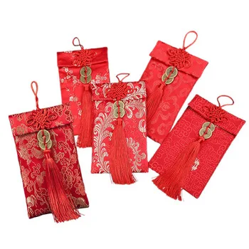 Custom Chinese Brocade Satin Linned Red Packet Pouch - Buy Satin Red ...