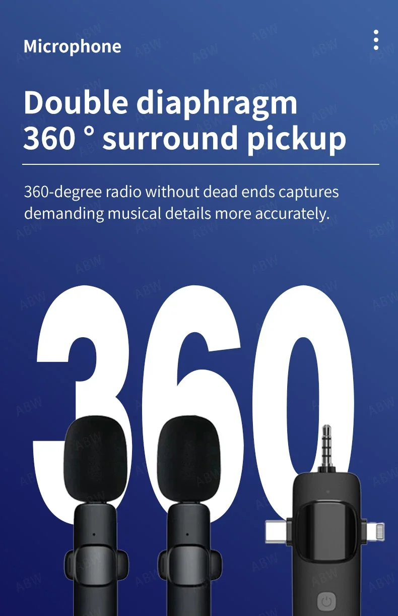 K15 3 In1 Lavalier Microphone Noise Cancelling Audio Wireless Microphone 2.4g Wireless Lavalier ...