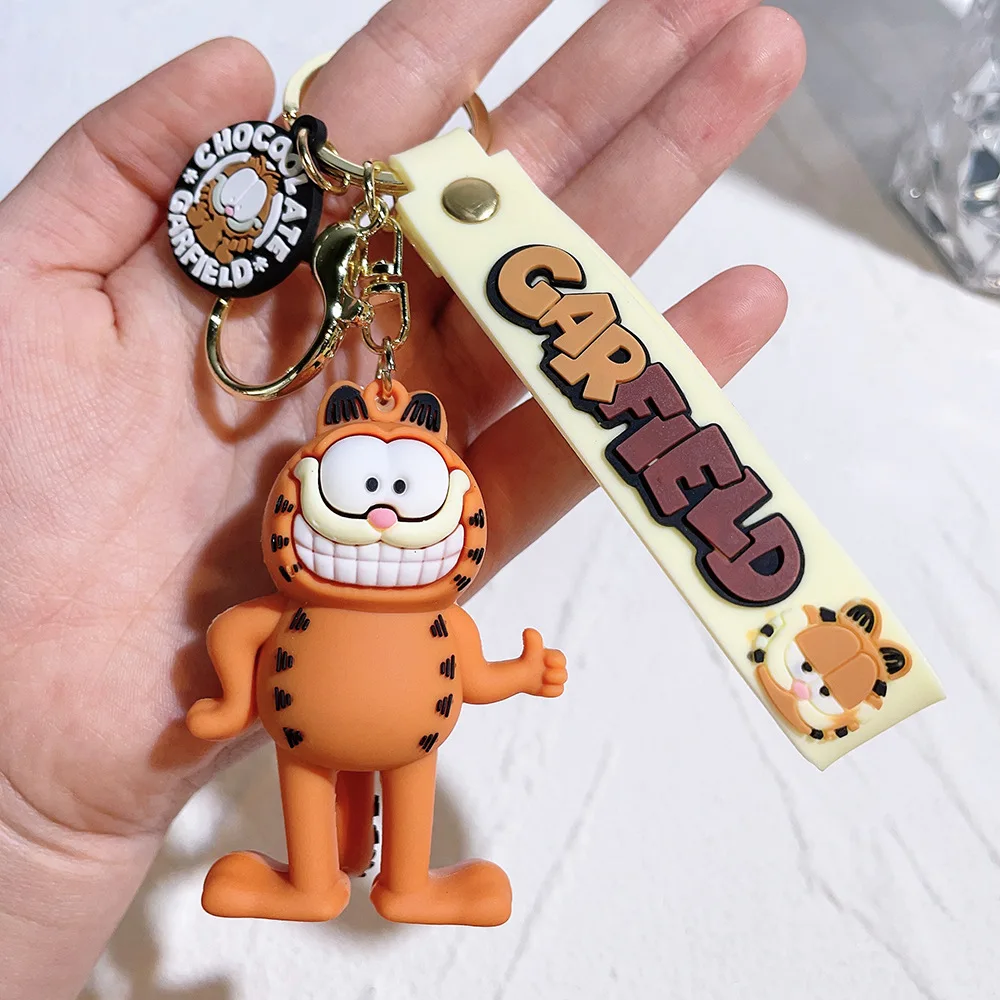 7 Cute for Garfield Cartoon Keychain Funny Doll Couple Car Pendant Bag ...