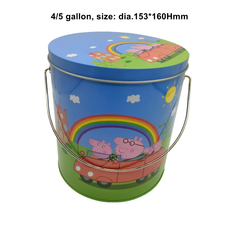 1 Gallon Gourmet Popcorn Tin with Lid and Handle Food Grade Popcorn Tub ...