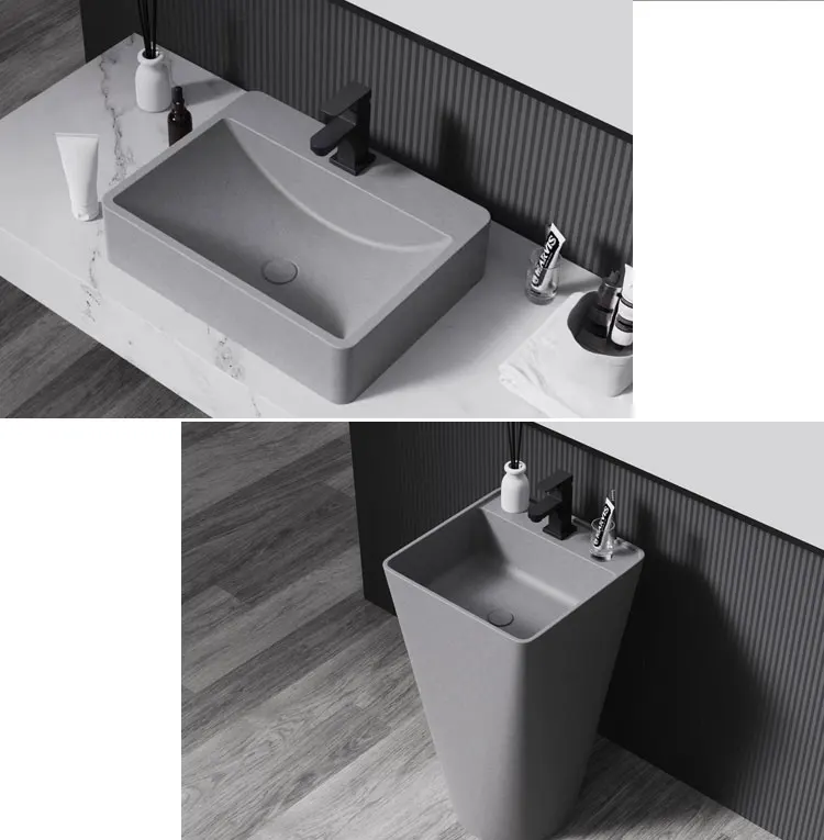 Morden Style Environmental Concrete Vanity Hand Wash Basin For Hotel ...