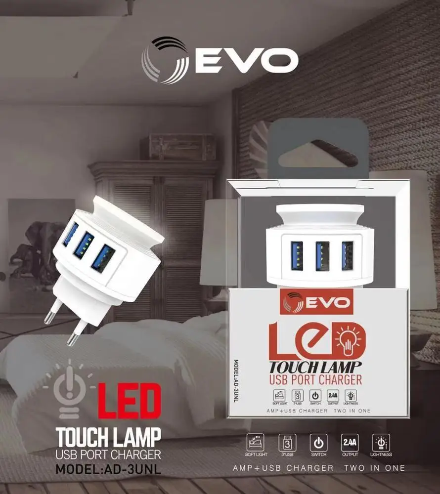 Hot Sale Led Touch Lamp With Usb Port Mobile Phone Charger 2 Ports Usb ...