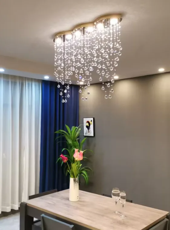 Luxury Crystal Ball Ceiling Light Led Modern Optic Spiral Raindrop ...