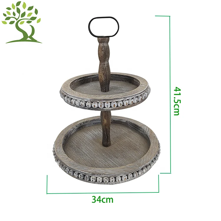Distressed Wood Tiered Serving Tray Stand,Rustic Farmhouse Kitchen ...