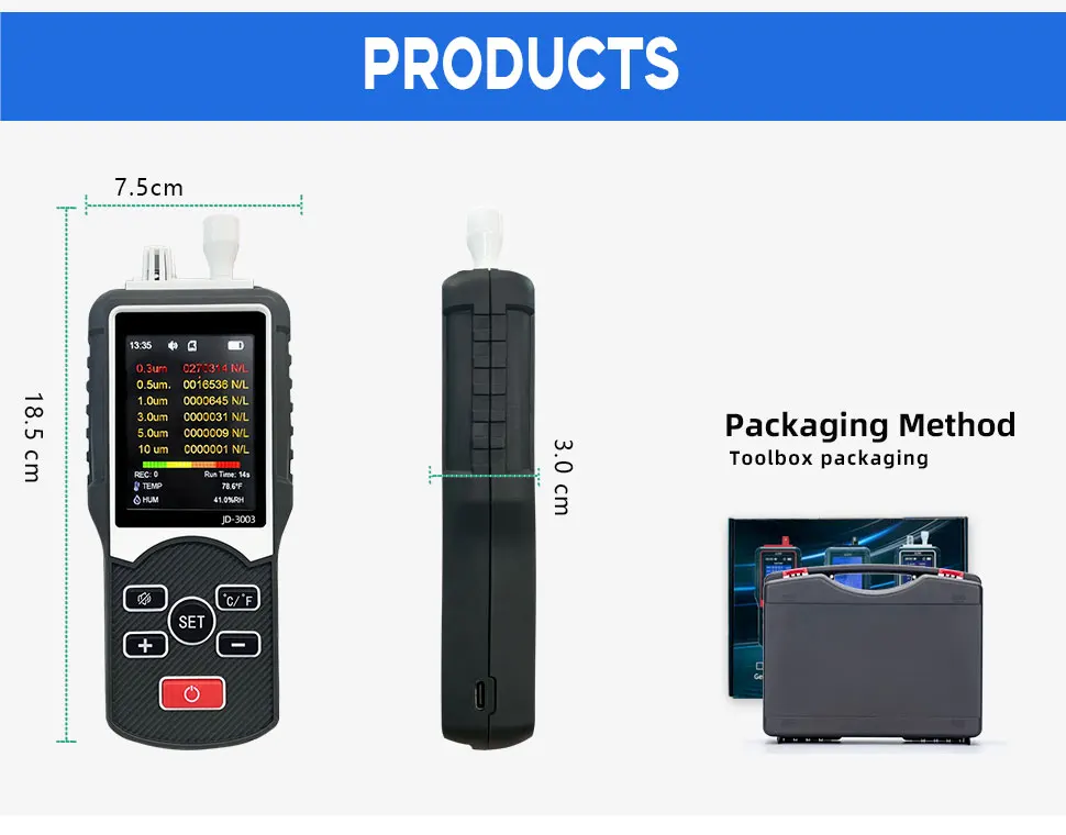 Handheld Laser Airborne Dust Particle Analyzer 6 Channels For Pm 2.5 Pm ...