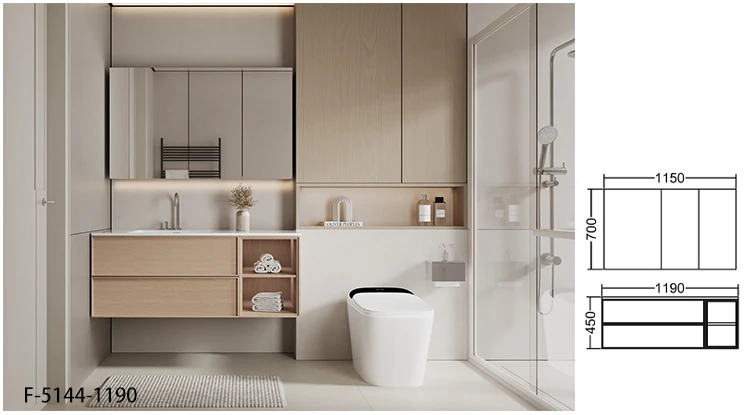 YIDA Factory Custom Minimalist Light Wood Color Bathroom Vanities Wall ...