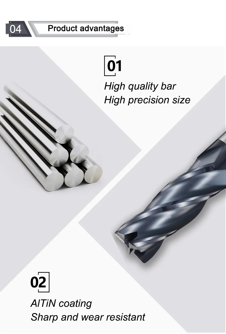 Vikda Overall Fillet Radius 4f Carbide End Mill Hrc50 Processing ...