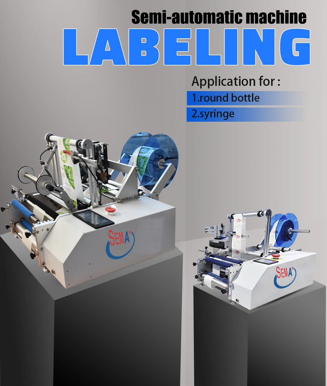 Semi Automatic Tube Small Bottles Horizontal Printer Syringe Labeler ...