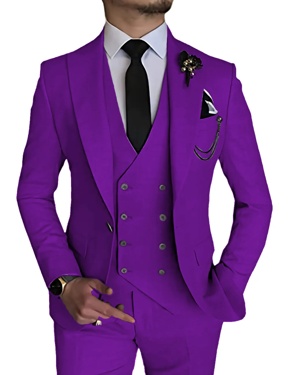 Custom Plus Size Solid Men Suit 3 Pieces Tailored Best Man Groom ...