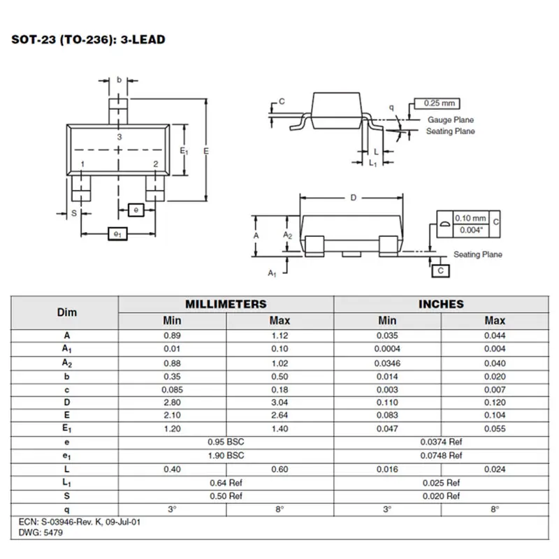 SMD N Channel MOSFET IC Transistor SOT-23 SI2302DS-T1-E3
