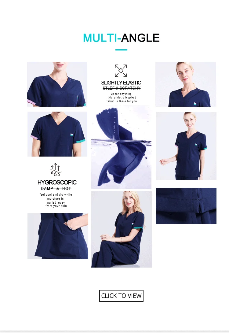 Custom Scrubs Suit Spandex Hospital Nurse Uniform Fashion Scrubs Uniforms Sets Medical Scrubs