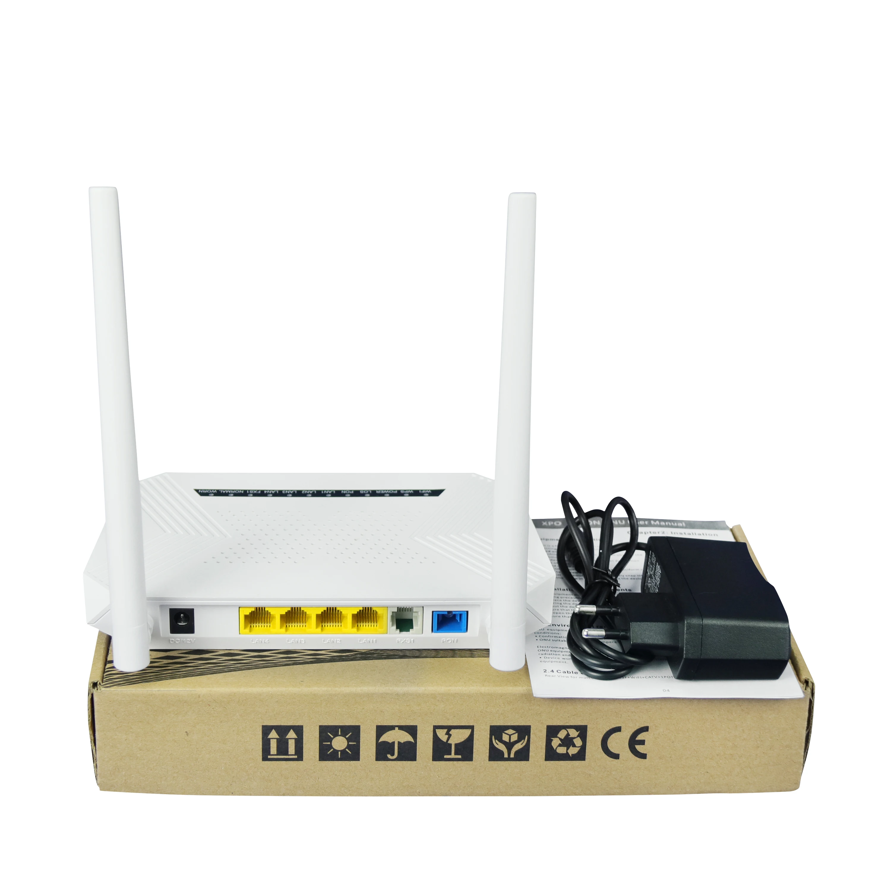 Fttx Network Gpon Epon Ont 1ge+3fe+pots+2.4g Wifi Onu With 2 High Gain ...