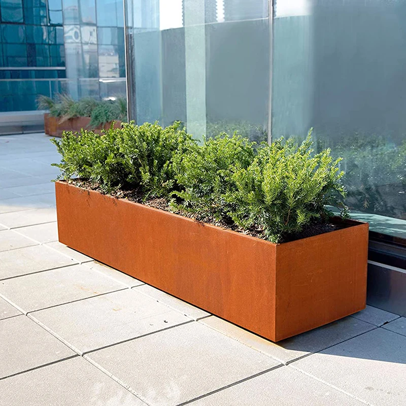 Outdoor Corten Steel Garden Pots & Planters Large Metal Planter Boxes ...