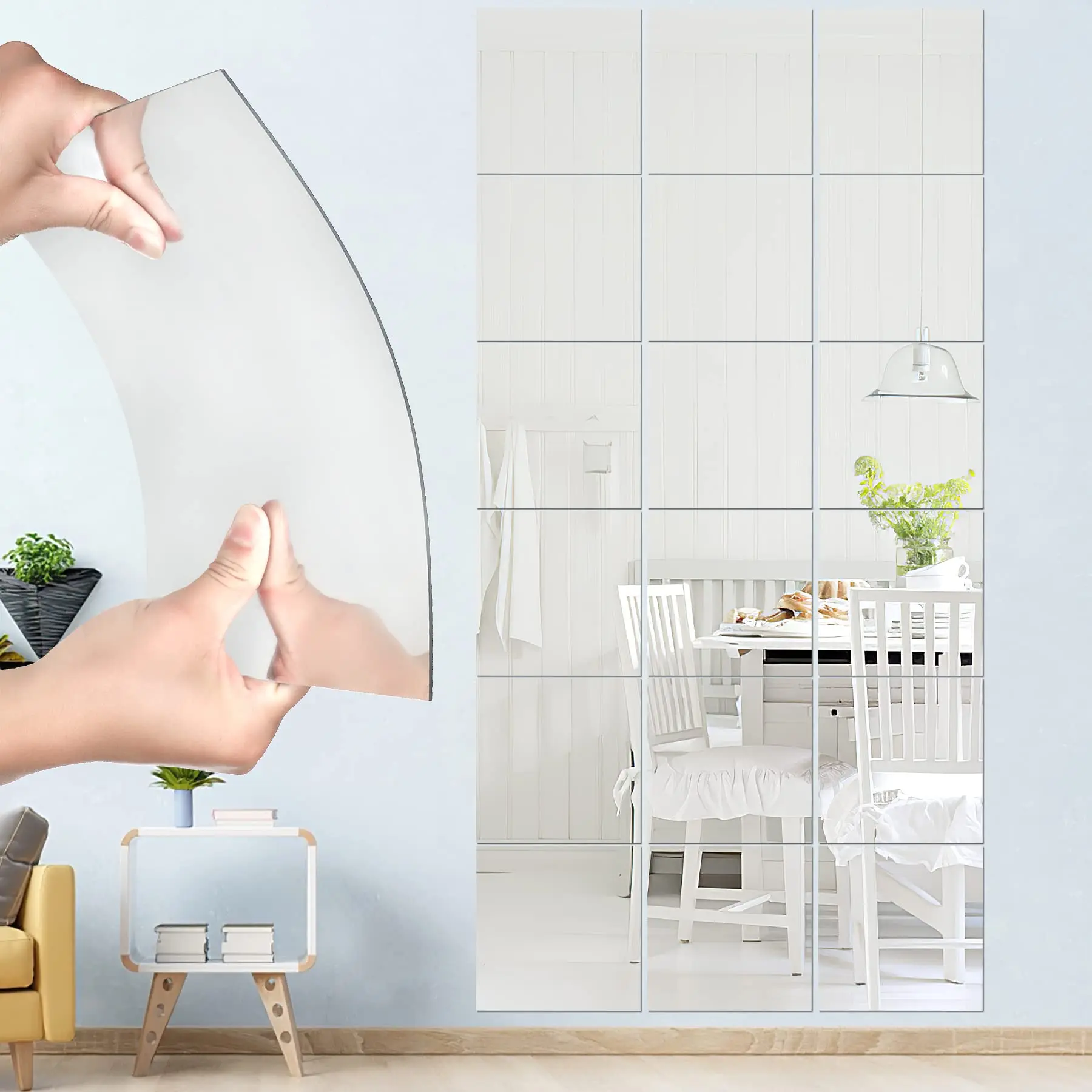 Self Adhesive Mirror Wall Decor Diy Acrylic Mirror Wall Stickers For ...