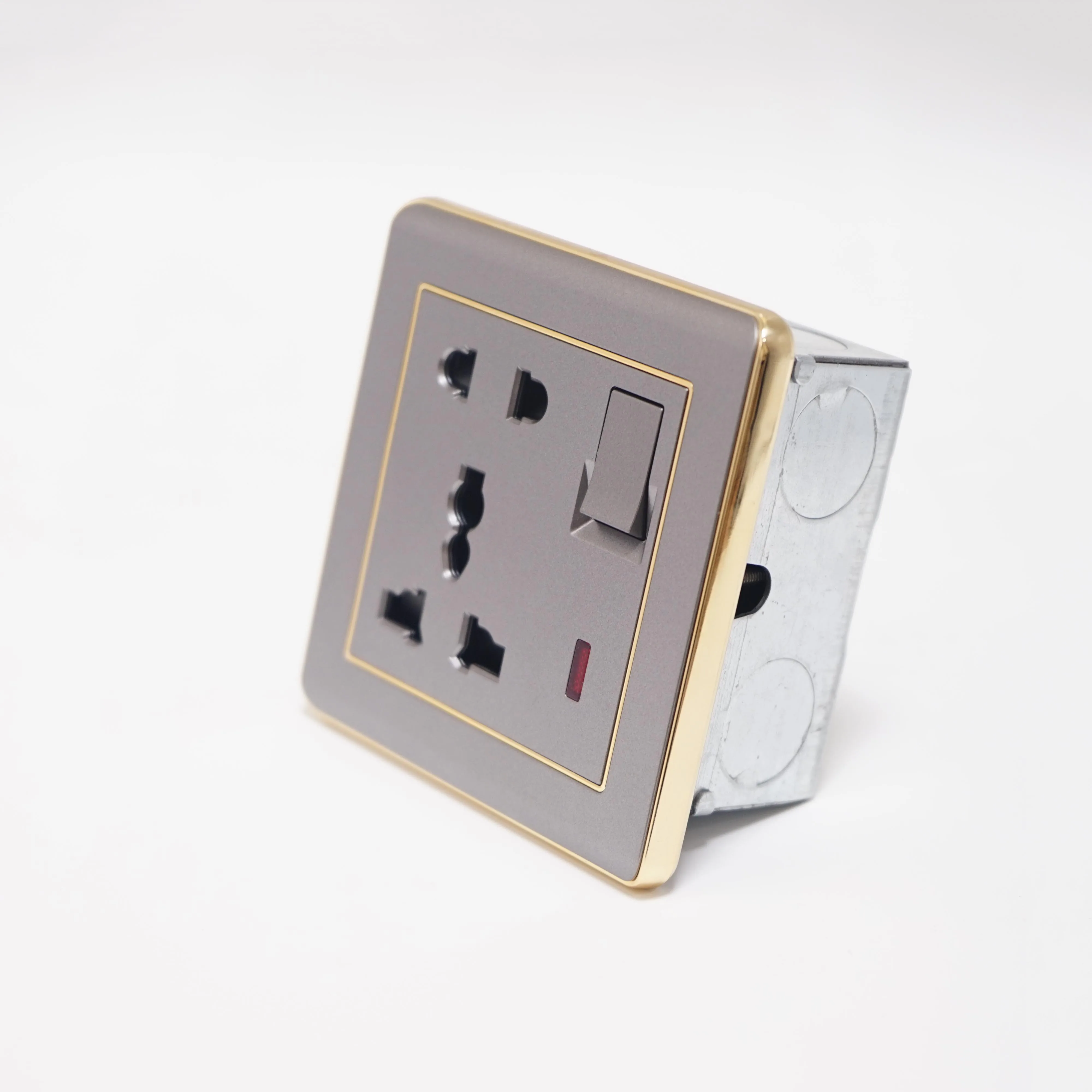 V8 Range 1 Gang Switch +5 Pin Socket + Neon White Color Silver ...