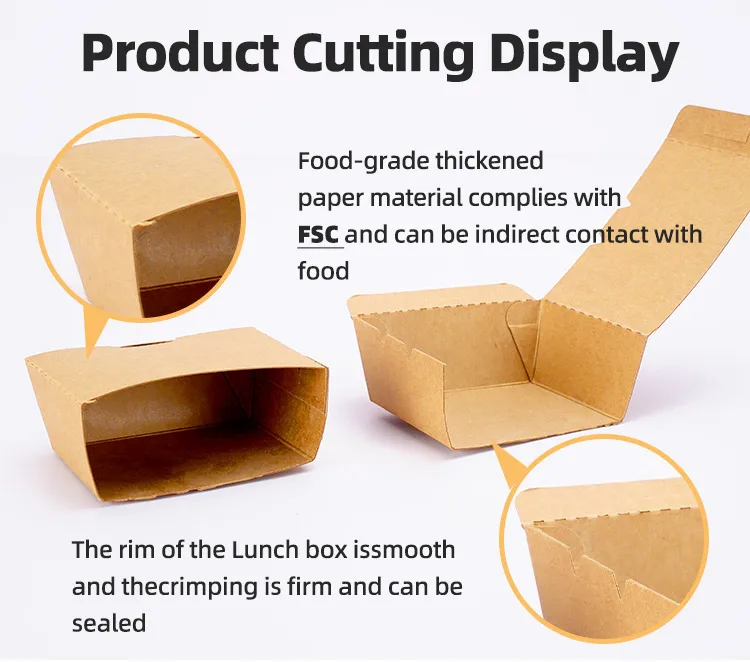 Customized Foldable Clamshell Disposable Food Packaging 1600ml Kraft ...