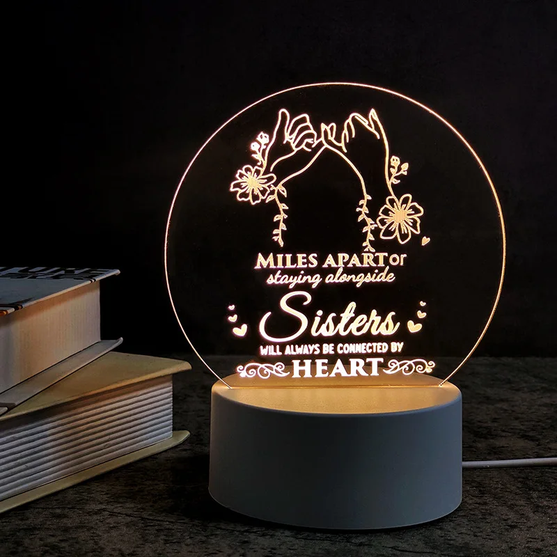 Custom LED Lamp 3D Acrylic Engraved Night Light Holiday Decoration ...