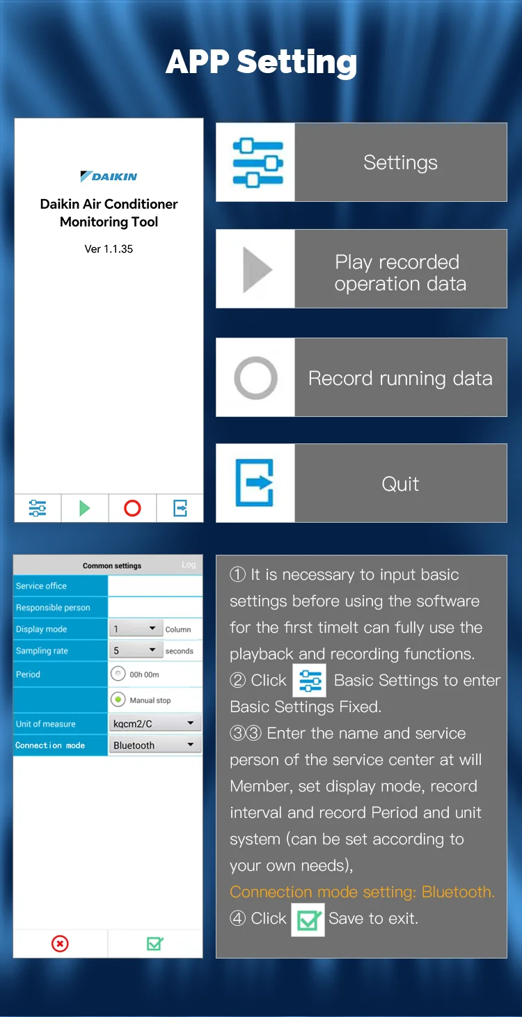 Daikin VRV Skyair RA System Service Diagnostic Tool - Bluetooth Dchecker