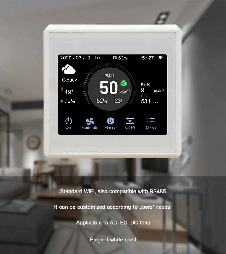 Hvac Fcu Air Monitor Wifi Rs485 Modbus Thermostat Smart Digital Room ...