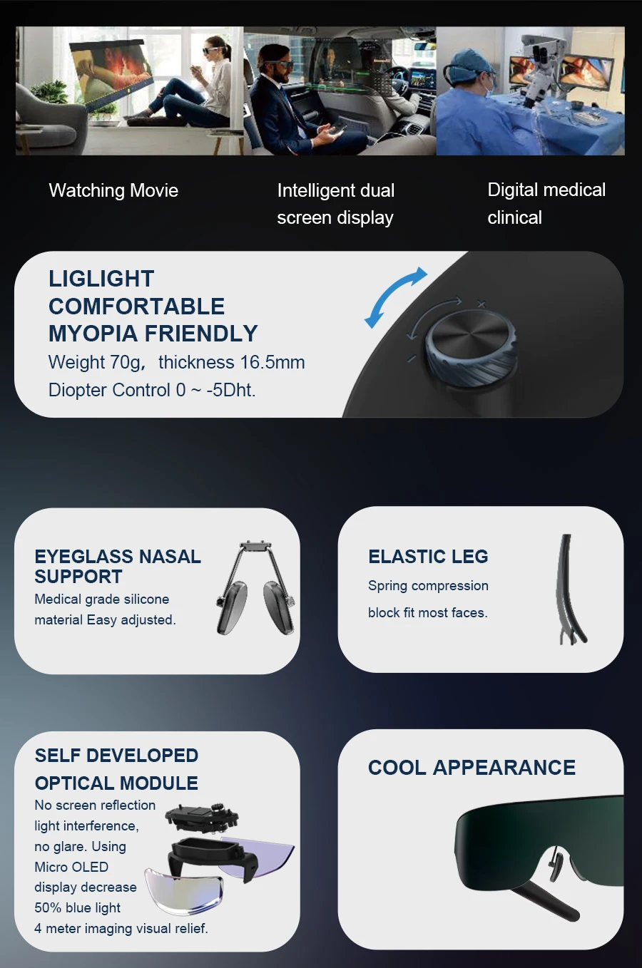 Augmented Reality Glasses Smart Glasses Massive 130" Mico-oled 2d 3d Virtual Private Theatre Ar ...