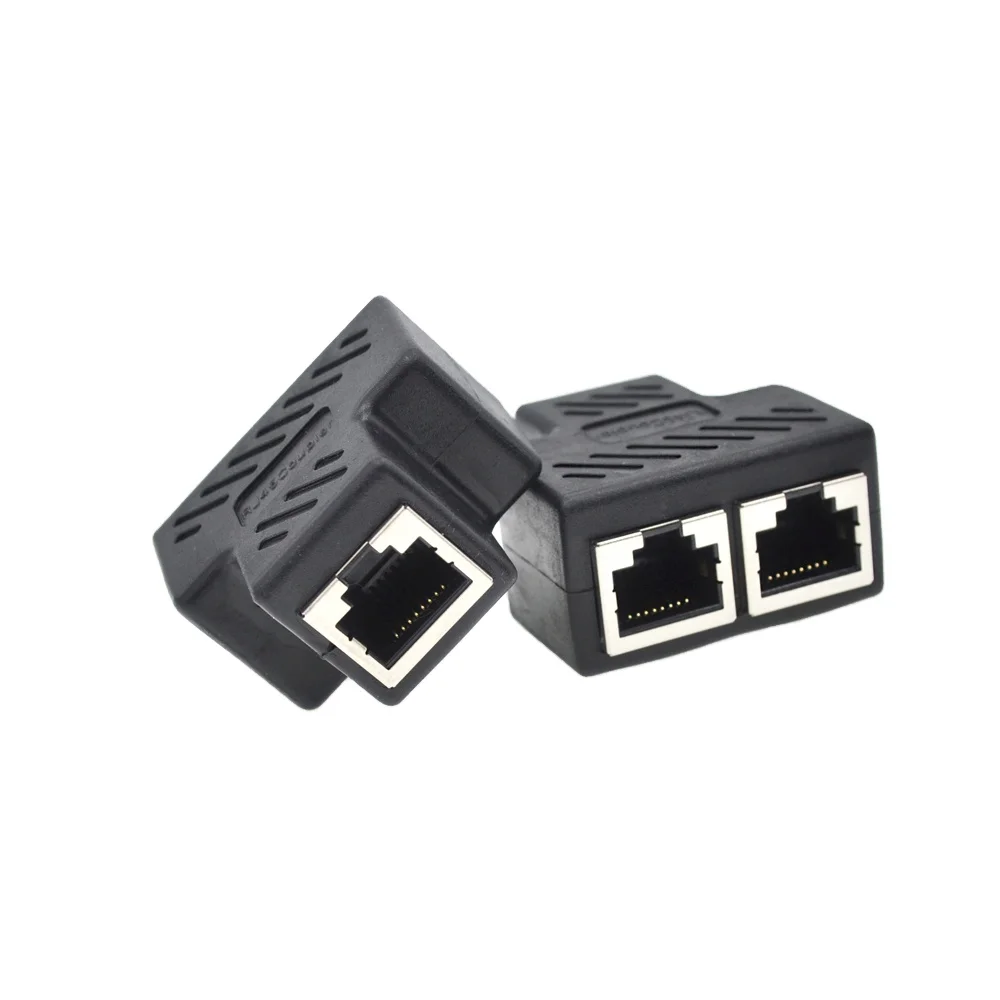 Rj45 Female Splitter Double Connector Extender Split Cable 1 To 2 Ports ...