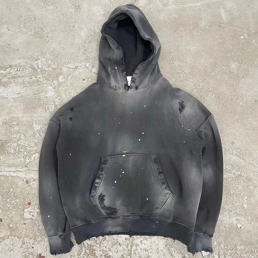 Custom Blank Vintage Distressed Pullover Mens Disstressed Acid Washed ...