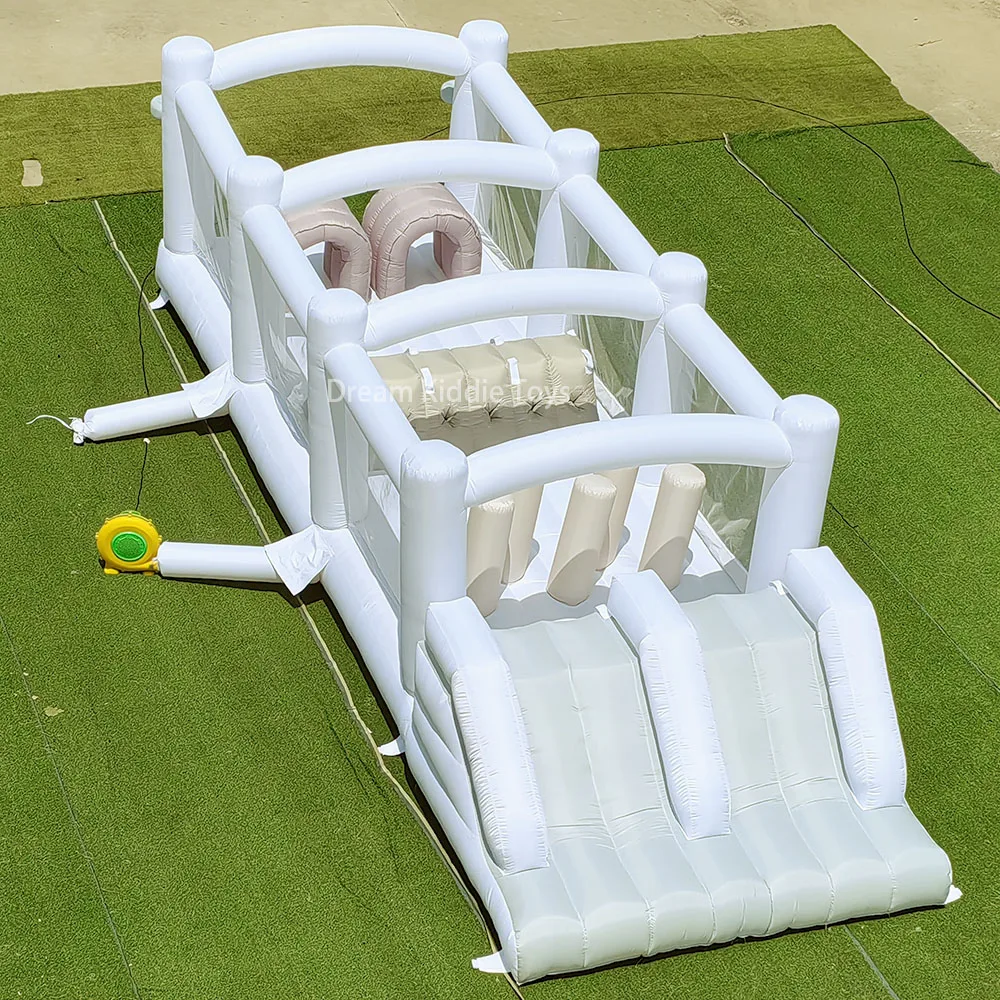 Bouncy Castle White Obstacle Course - Fun for Kids!