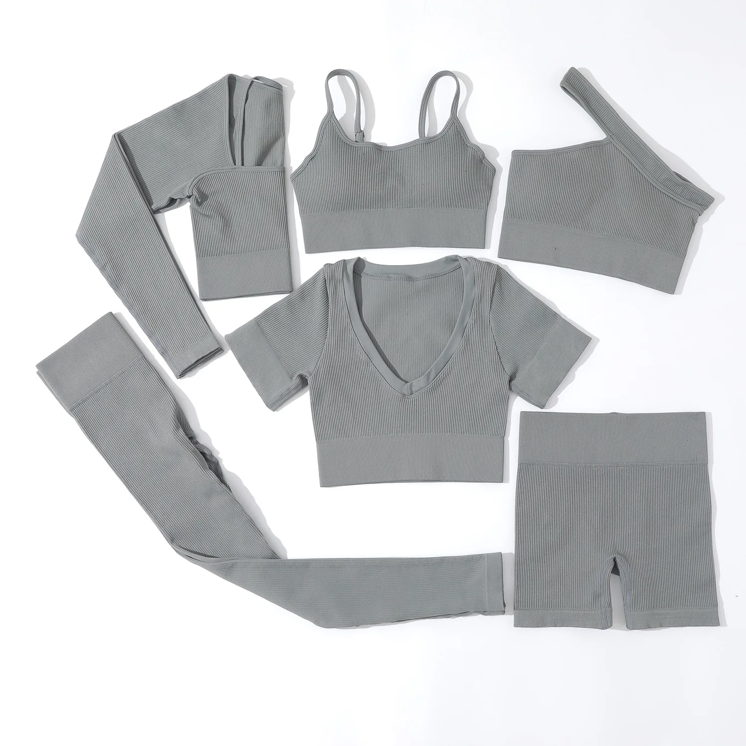New Arrival Women Activewear Sets 5 Colors 6 Pieces Ribbed Seamless ...