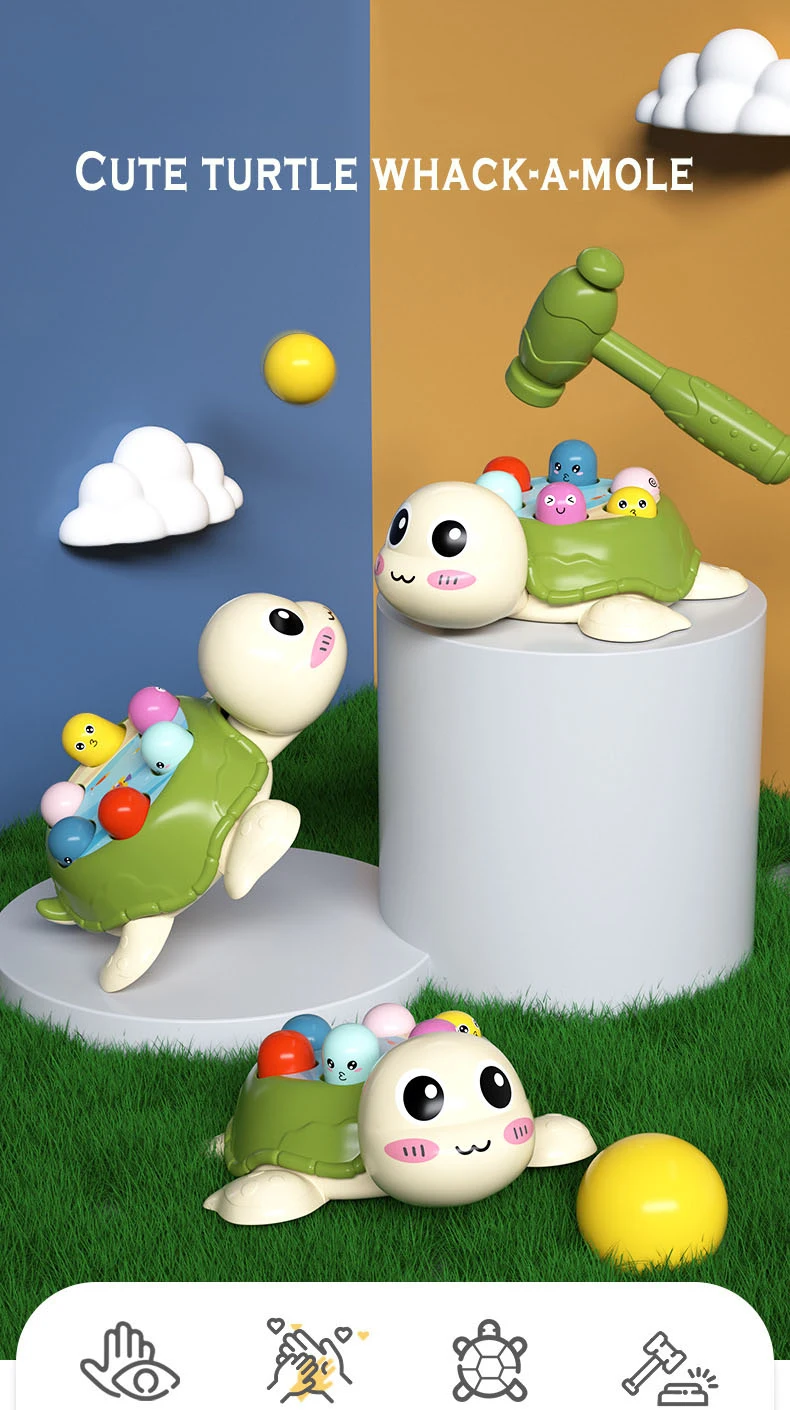 Hot Selling Whack-a-mole Toy Children Smart Knock Hammer Turtle Music ...