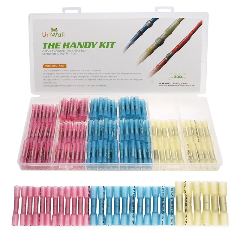 200PCS Shrinkable Terminator Set Assortment Heat Shrink Butt Connectors ...