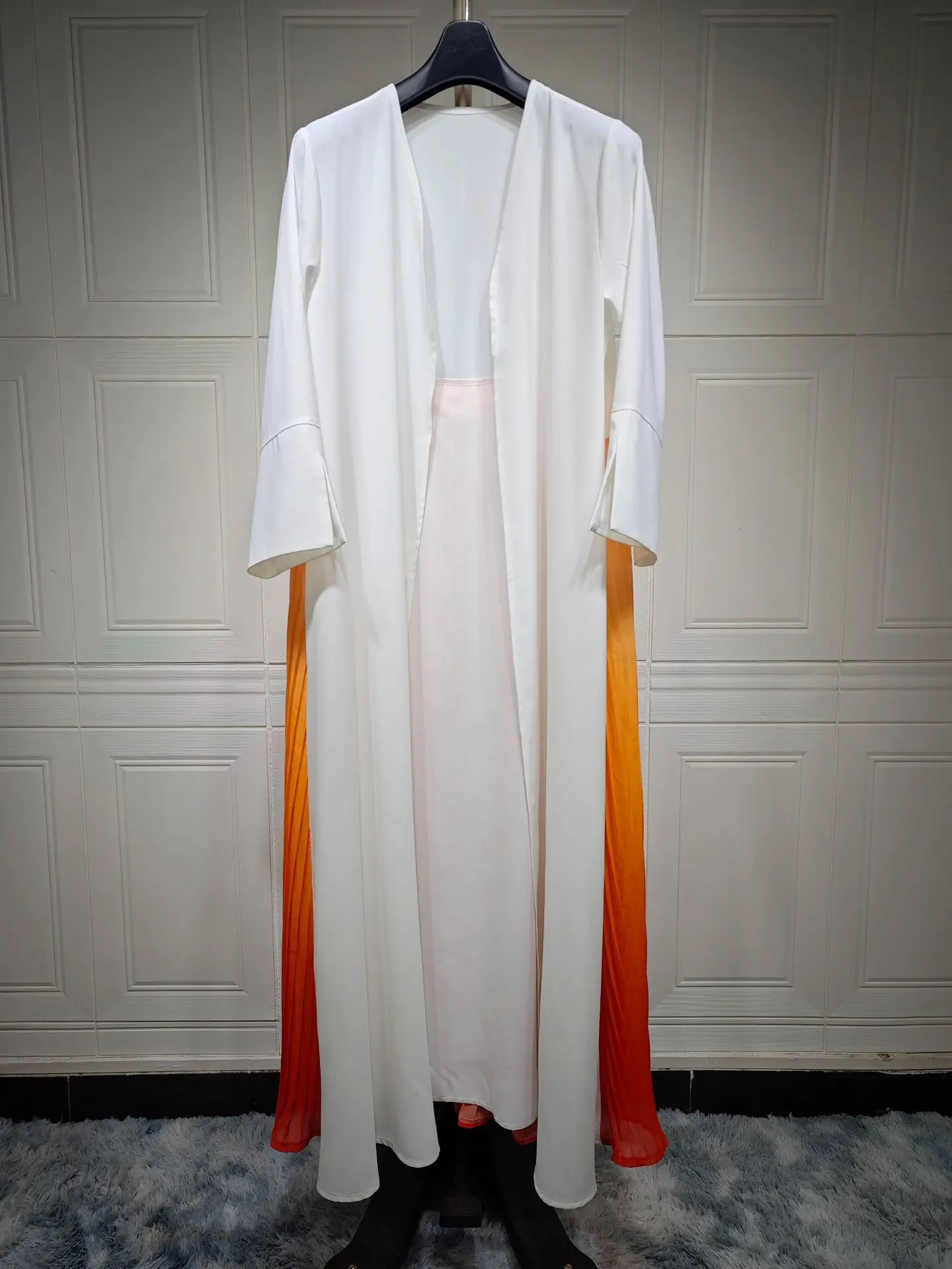 Eid Abaya Muslim Kimono Dress Women Chiffon Pleated Abayas Dubai Saudi ...