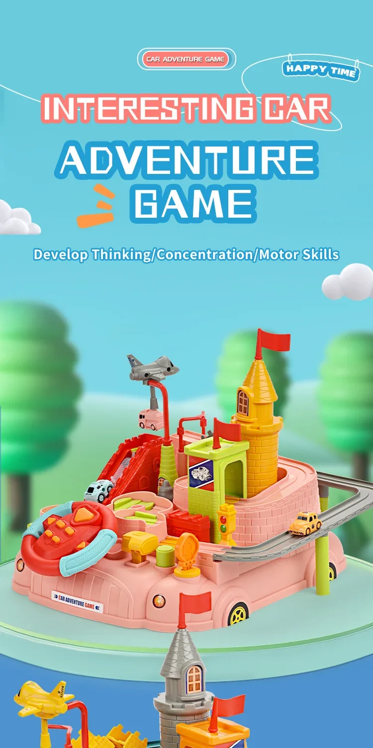 Unisex Train Racing Rail Car Model Educational Fun Steering Wheel Track ...