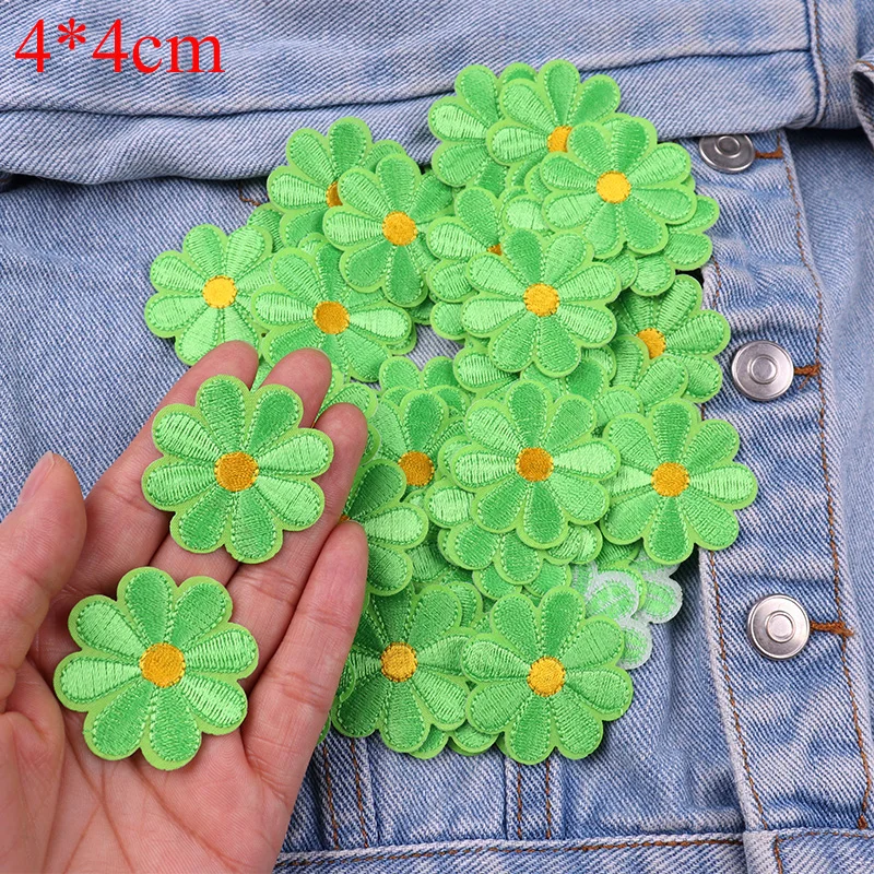 Wholesale Pink Daisy Flower Small Embroidery Patches Iron on Patches ...