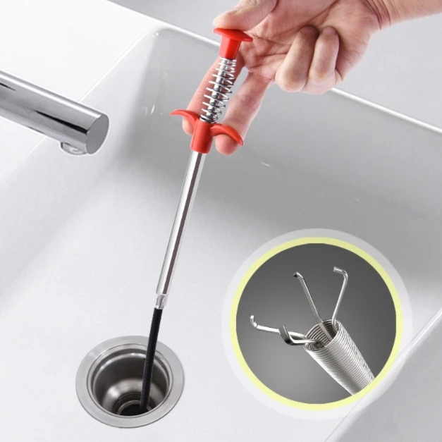 Stainless Steel Sewer Dreging Tool Drain Hook Wire Spring Cleaner Sink ...