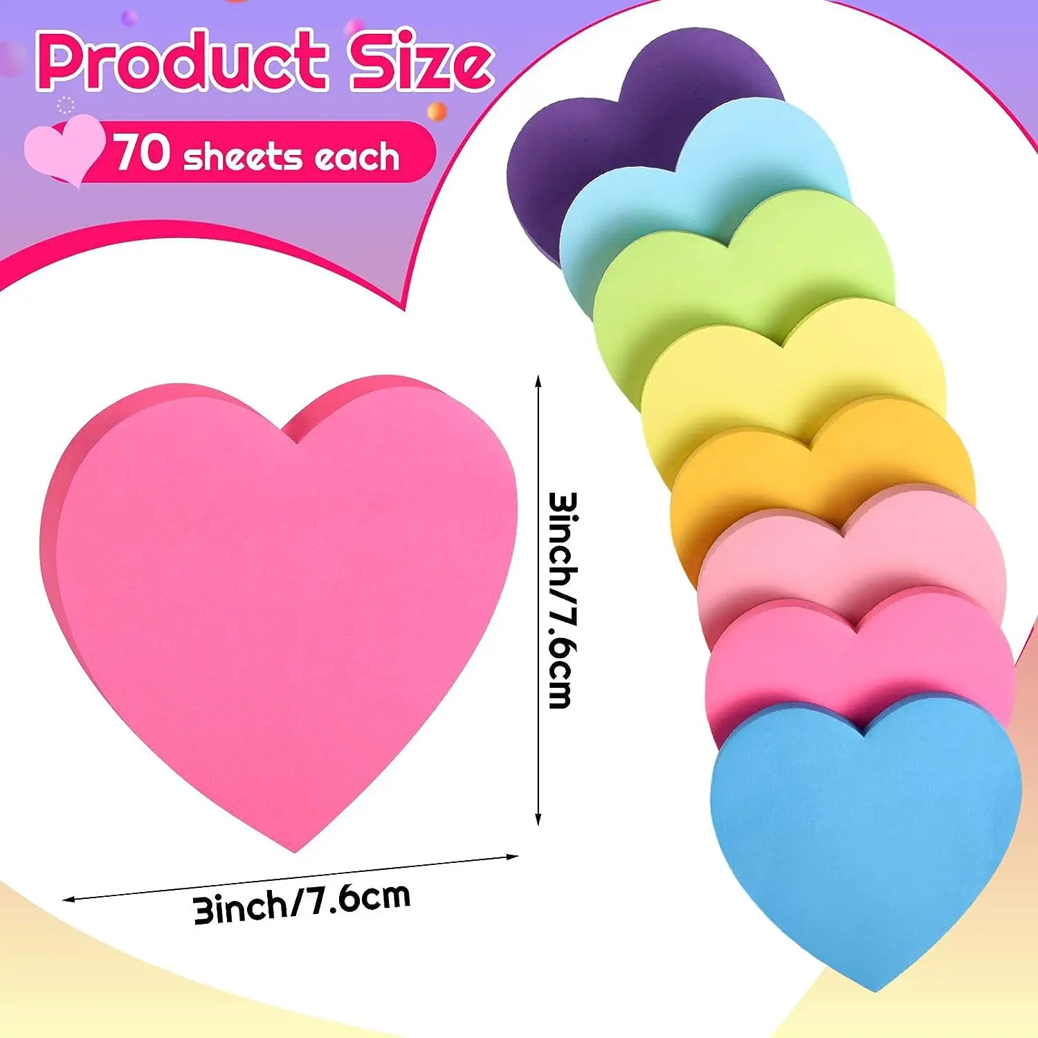High-color Love Sticky Notes Solid Color Shaped Love With Sticky ...